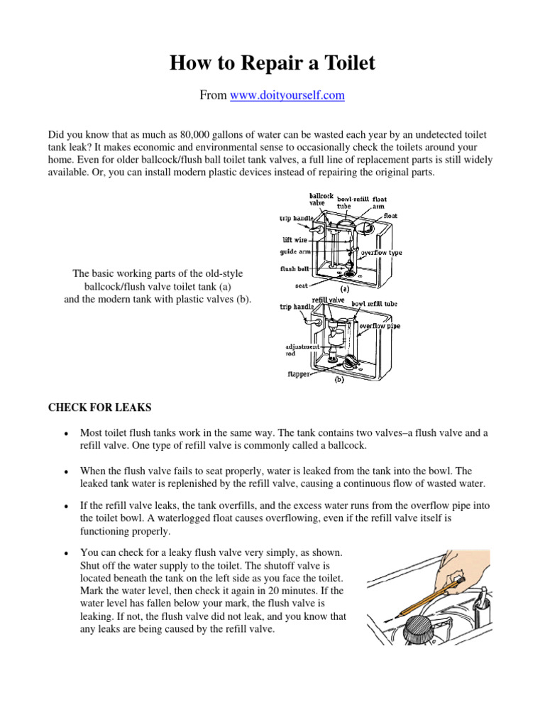 How To Repair A Toilet Pdf Valve