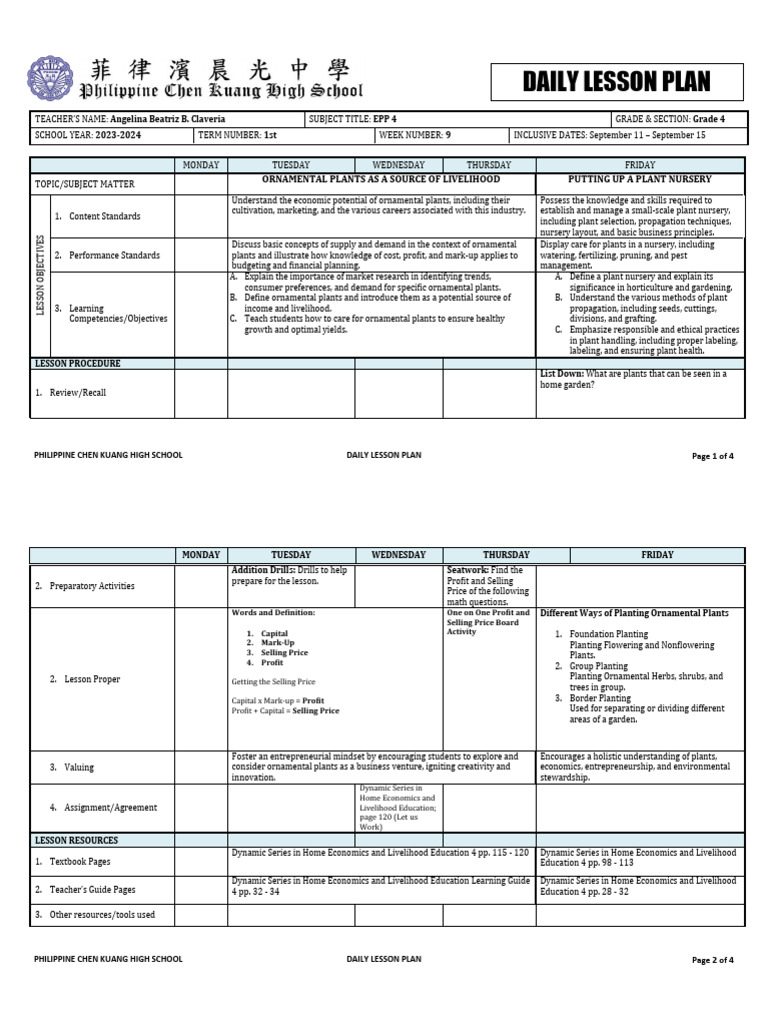 Epp4 W09 Ornamental Plants and Trees | PDF | Plant Nursery | Horticulture