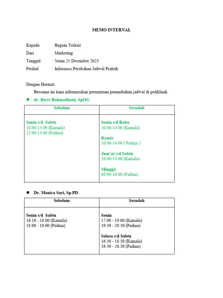 Master Memo Atur Poli | PDF