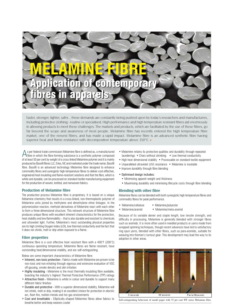 Application of Contemporary Fibers in Apparels Melamine Fibre | PDF ...