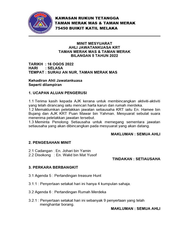 Kawasan Rukun Tetangga | PDF