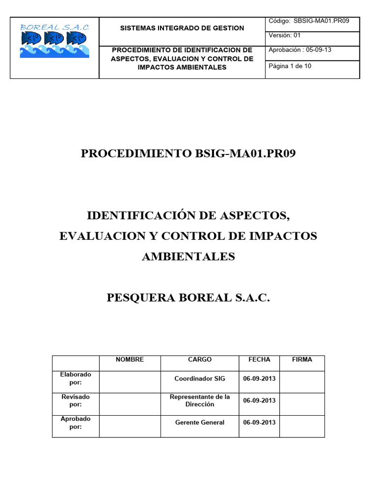 Procedimiento Identificacion de Aspectos e Impactos Ambientales | PDF | Agua | Entorno natural