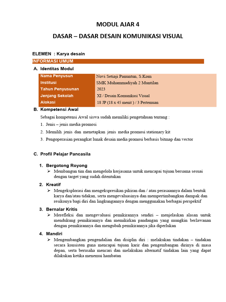 Modul 4 Xi DKV | PDF | Karier & Perkembangan | Seni