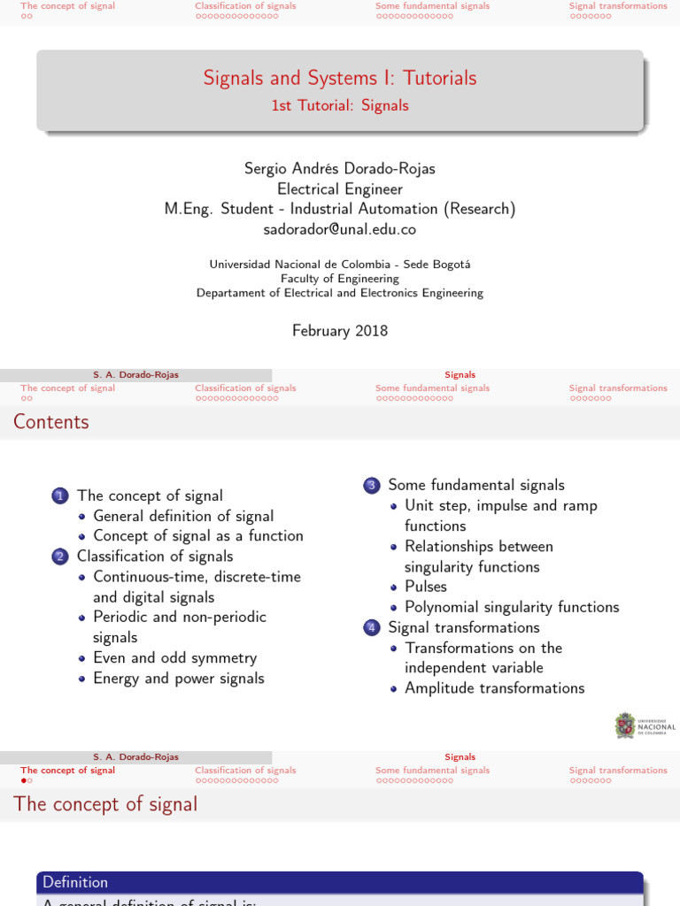 Tutorial 1 Signals Presentation Pdf Discrete Time And