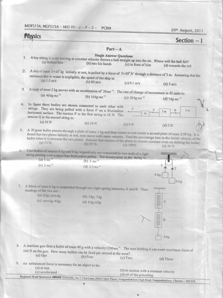 II Mid Phase Fiitjee | PDF | Nature | Physical Sciences