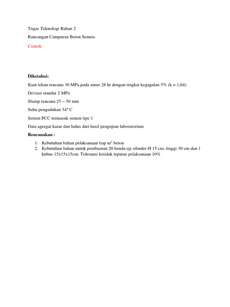 Contoh Mix design beton 7656 SNI 2012 | PDF