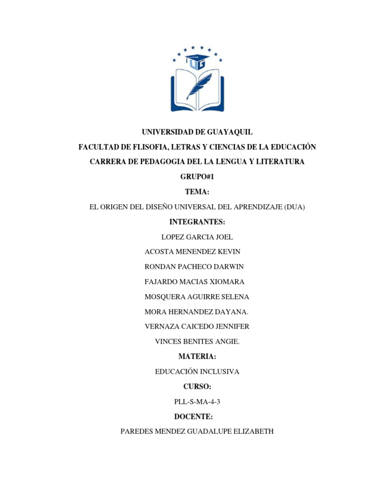 Diseño Universal para El Aprendizaje (DUA) - GRUPO #1 | PDF ...