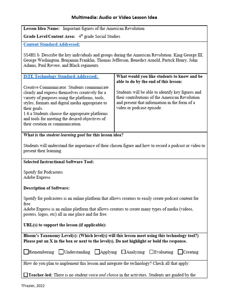 Multimedia Audio or Video LESSON IDEA | PDF | Podcast | Multimedia
