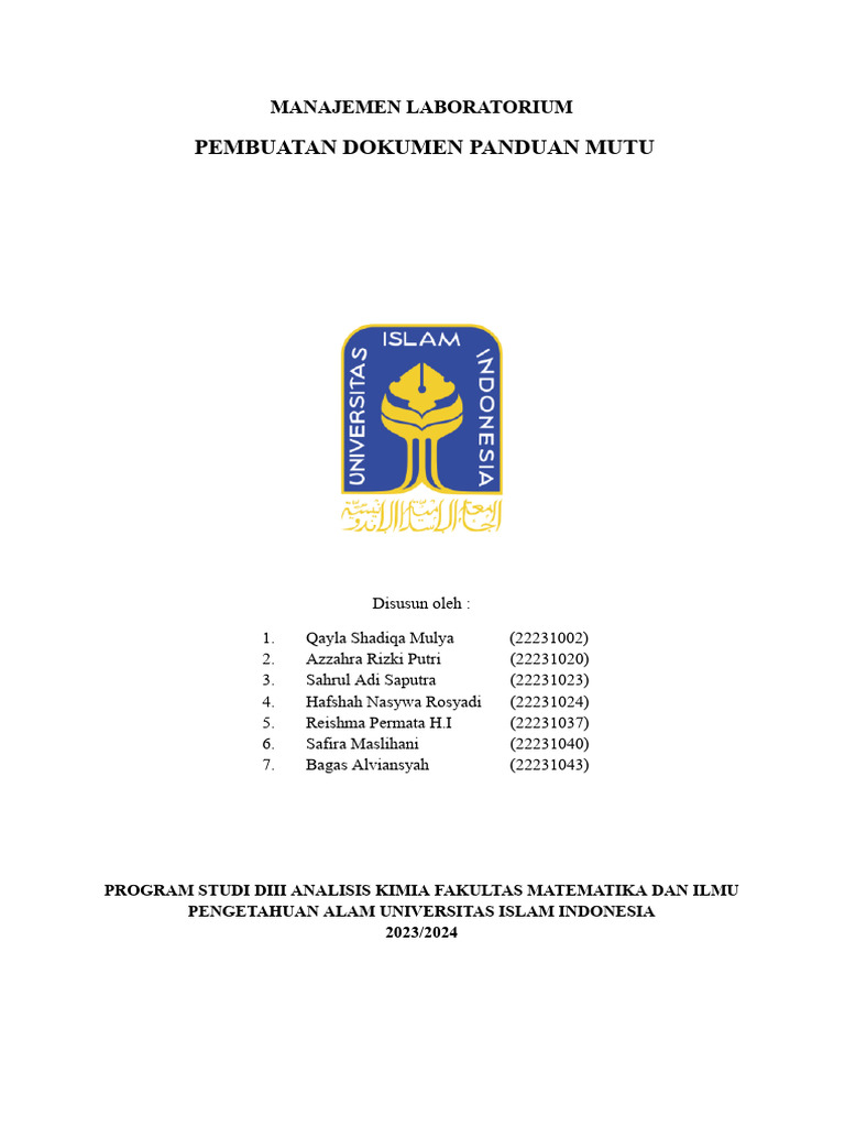 Dokumen Mutu Level 1 - Kel 1 - Lab Suka Makmur Jaya | PDF