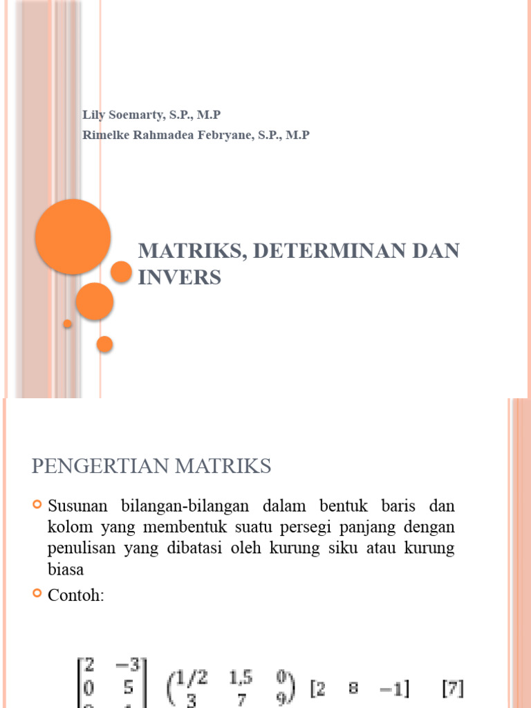 Matriks, Determinan, dan Invers Matrik | PDF