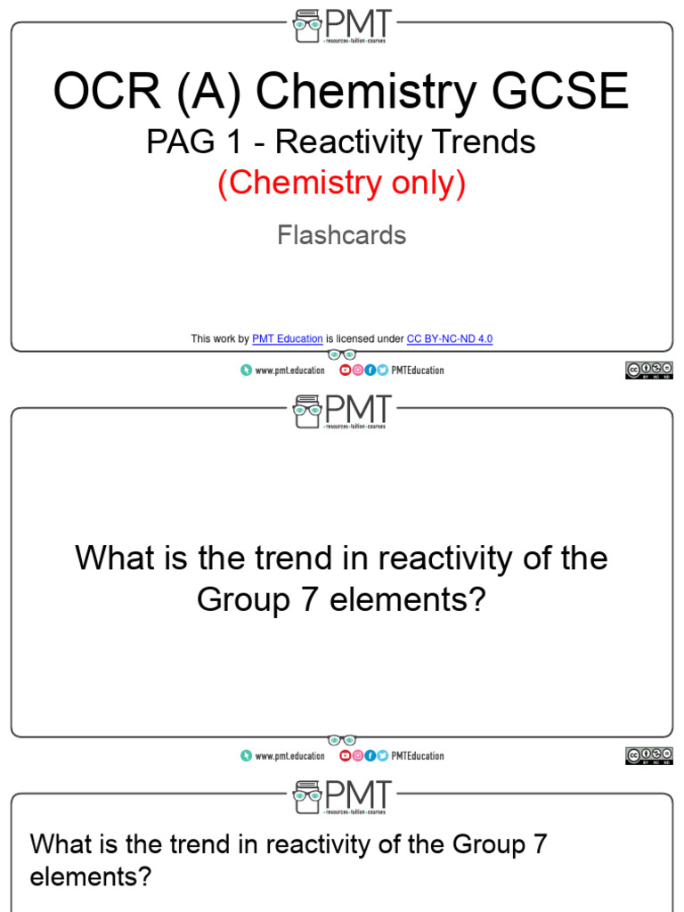 GCSE Chemistry Reactivity Guide | PDF | Magnesium | Chlorine