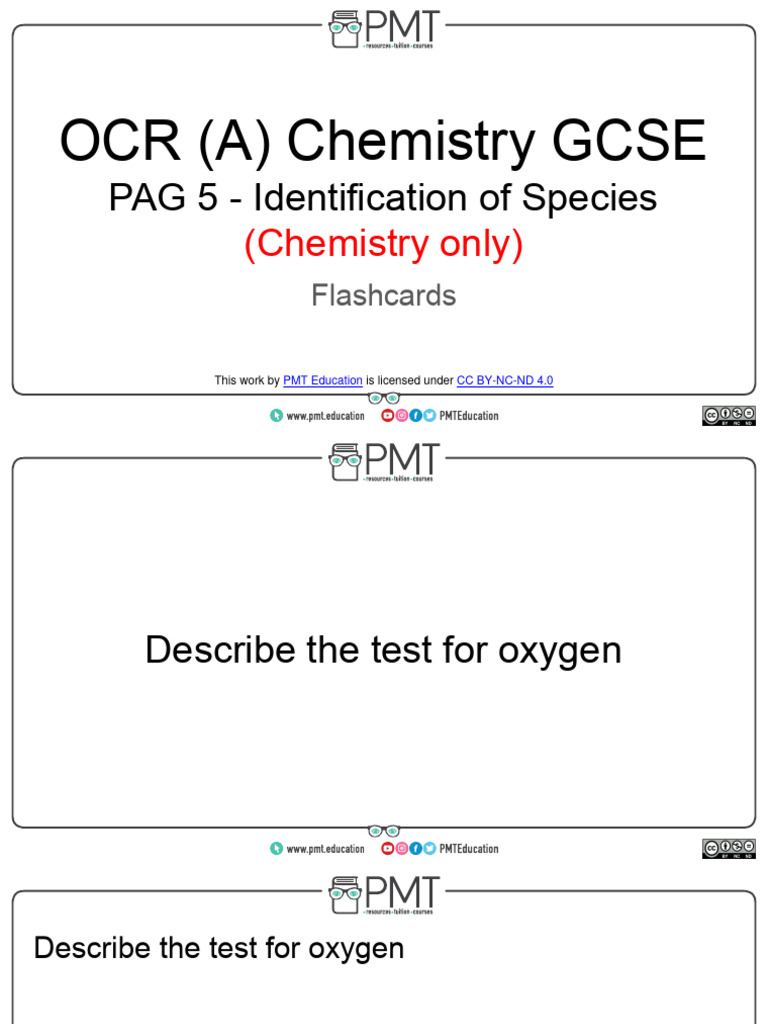 Flashcards - PAG 5 Identification of Species - OCR (A) Chemistry GCSE ...