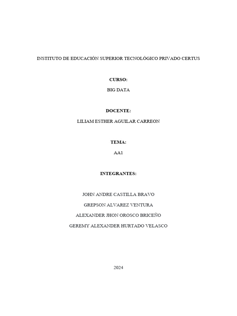 Aa1 Alvares Castillo Orosco Hurtado | PDF | Apache Hadoop | Big Data