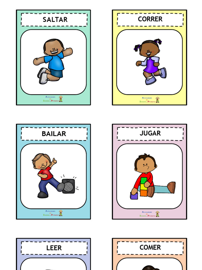 Tarjetas Ilustrativas Verbos Accion | PDF