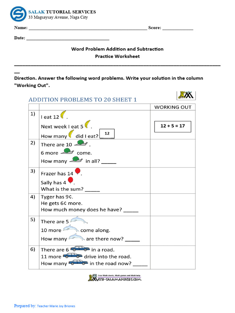 Word Problem Practice Worksheet For Andres | PDF | Career & Growth