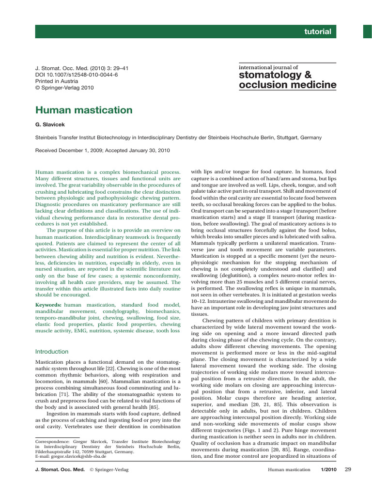 Human mastication | PDF