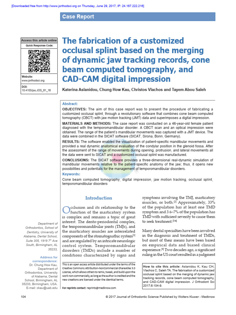 The Fabrication of A Customized Occlusal Splint Ba | PDF | Mouth