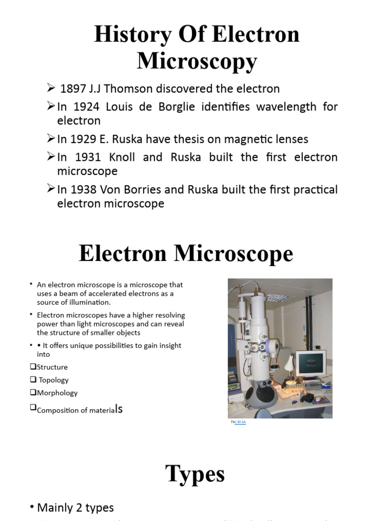 History of Electron Microscopy3.pptm | PDF | Microscope | X Ray Crystallography
