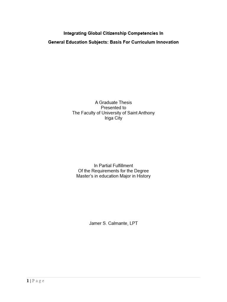 Global Citizenship in Education Curriculum | PDF | Civic Engagement ...