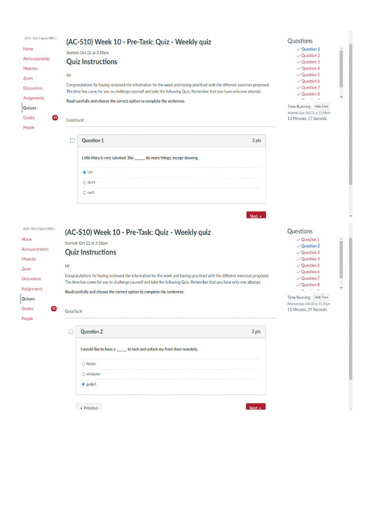(AC-S10) Week 10 - Pre-Task Quiz - Weekly Quiz | PDF