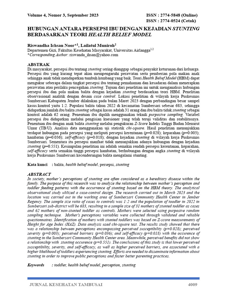 Jurnal Teori Health Belief Model (HBM) | PDF