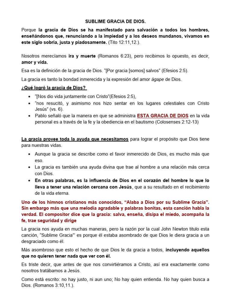 SUBLIME GRACIA DE DIOS | Descargar gratis PDF | Gracia divina | Pecado
