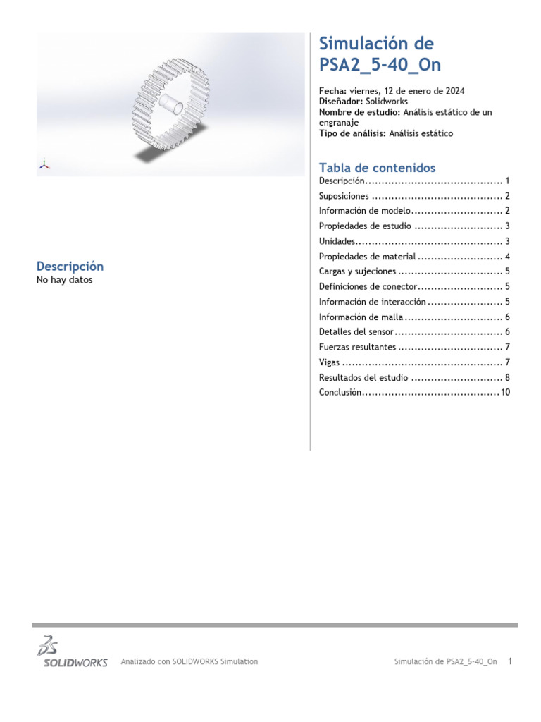 PSA2 - 5-40 - On-Análisis Estático de Un Engranaje-1 | PDF | Elasticidad (Física) | Estrés ...