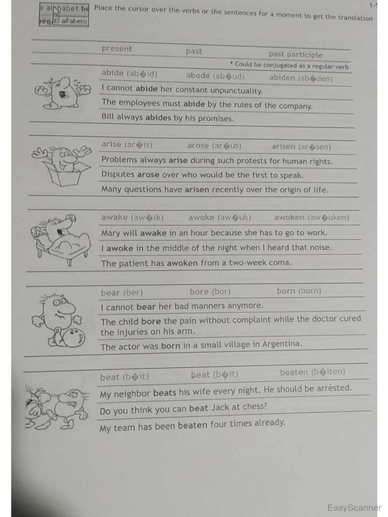 Verb List Images and Sentences | PDF