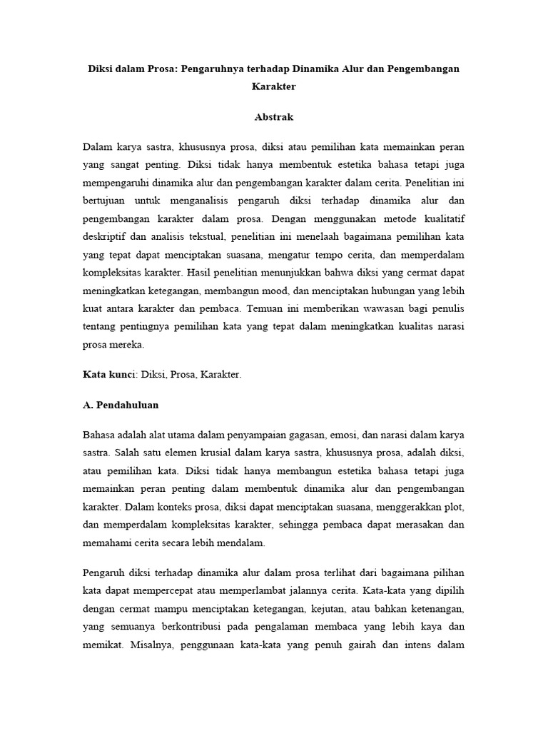 Diksi dalam Prosa dan Karakterisasi | PDF | Fiksi Umum