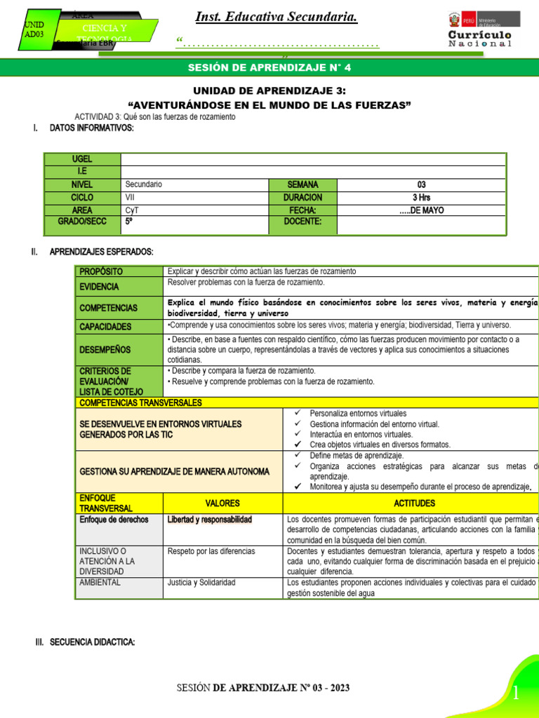 D-5º Ses Act 5-Cyt-Und 3 | PDF | Fricción | Fuerza