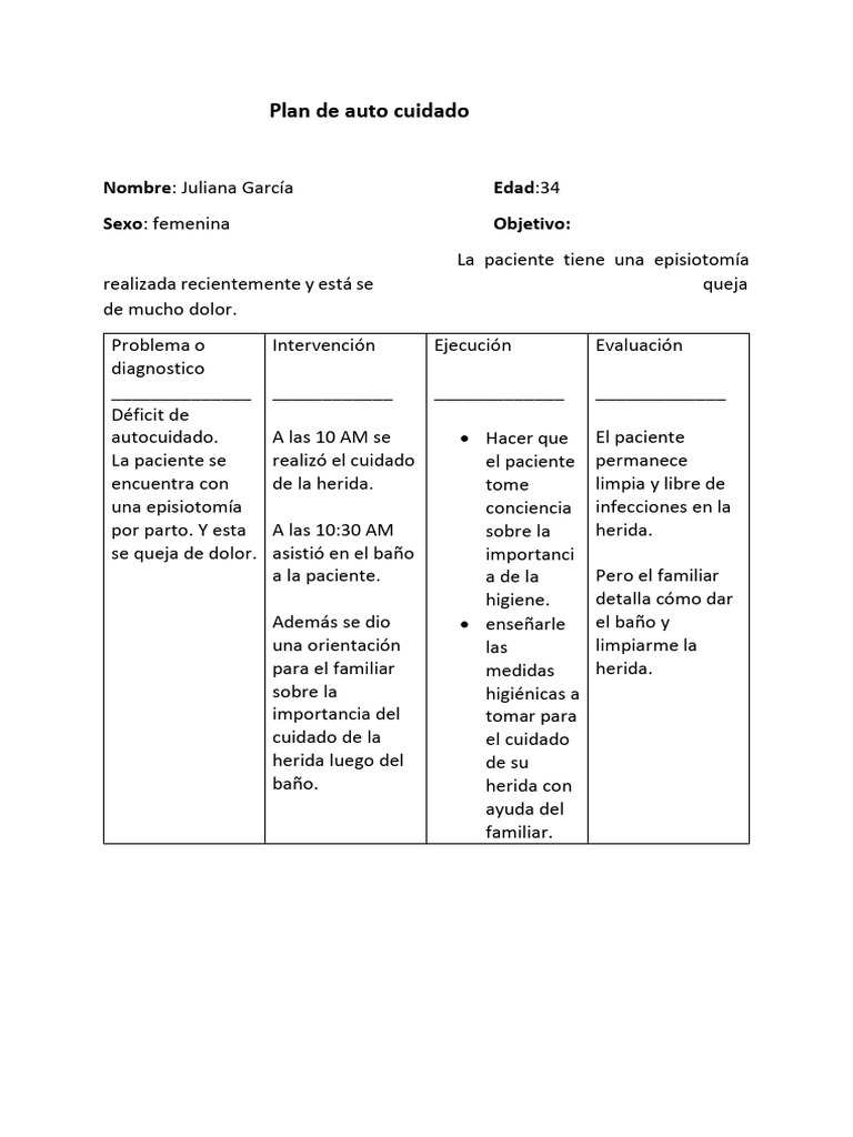 PLAN DE AUTOCUIDADO (1) | PDF