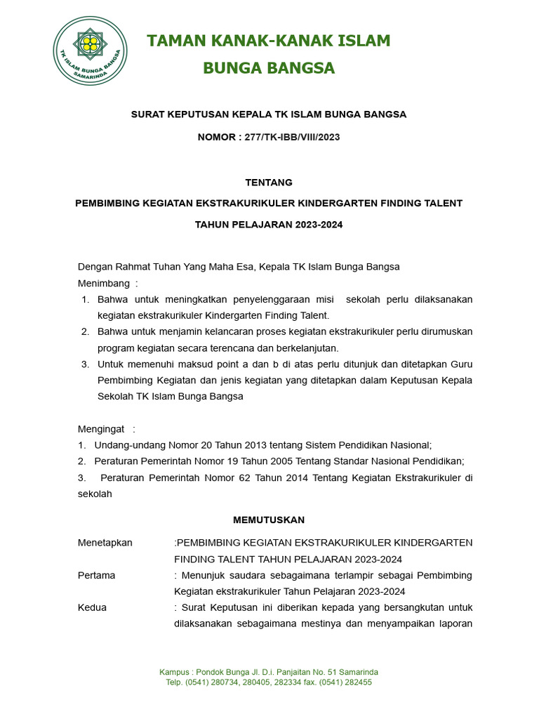 SK Pembina Ekskul KFT | PDF