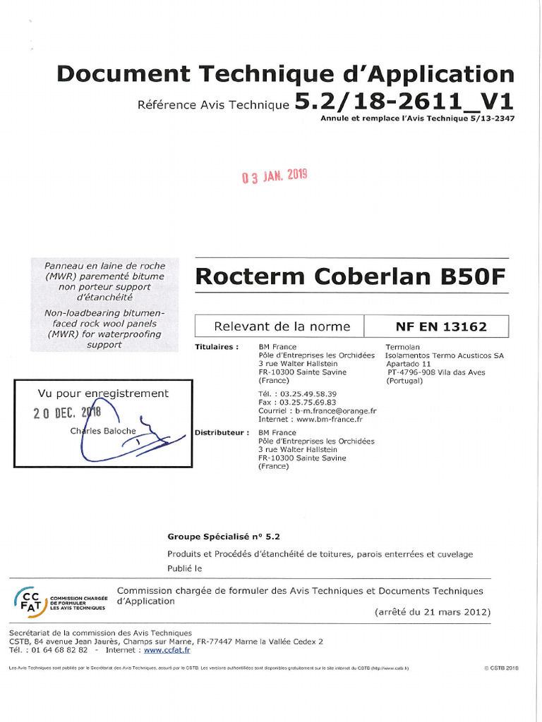 DTA CSTB Coberlan B50F | PDF
