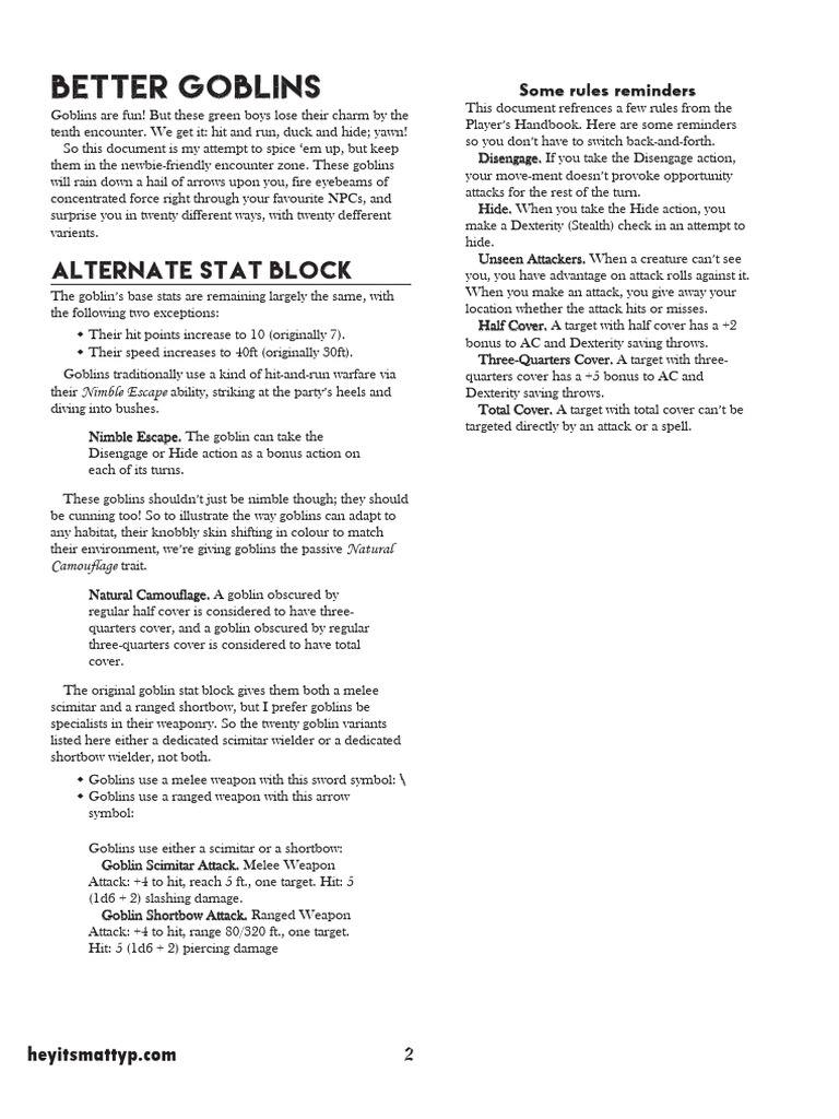 Better Goblins (Printable A4) | PDF