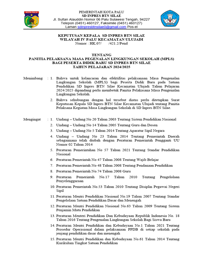 SK Panitia MPLS | PDF