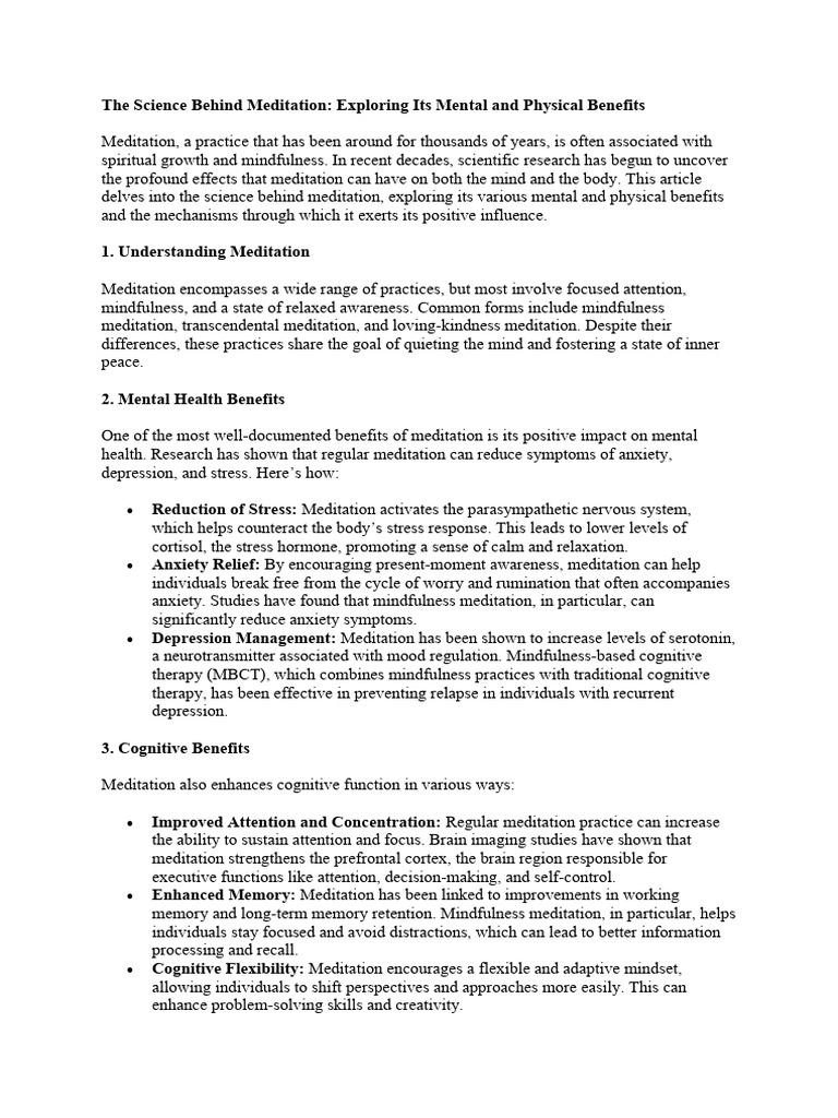 The Science Behind Meditation | PDF | Meditation | Mindfulness