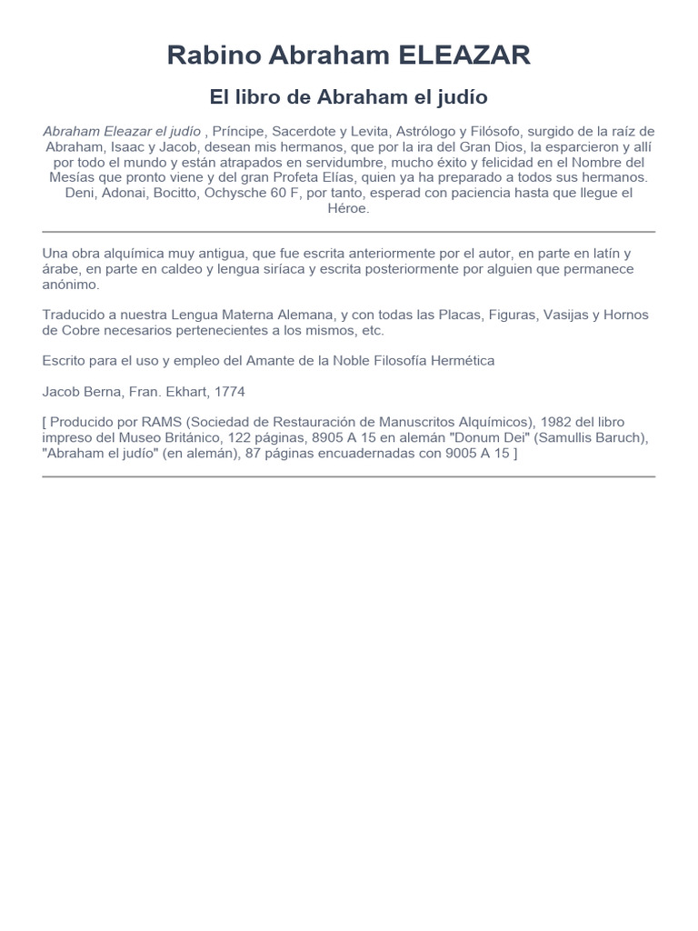 Rabino Abraham ELEAZAR | PDF | sal | Agua