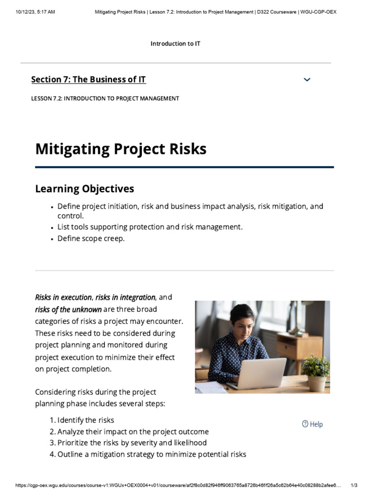 Mitigating Project Risks - Lesson 7.2 - Introduction To Project ...