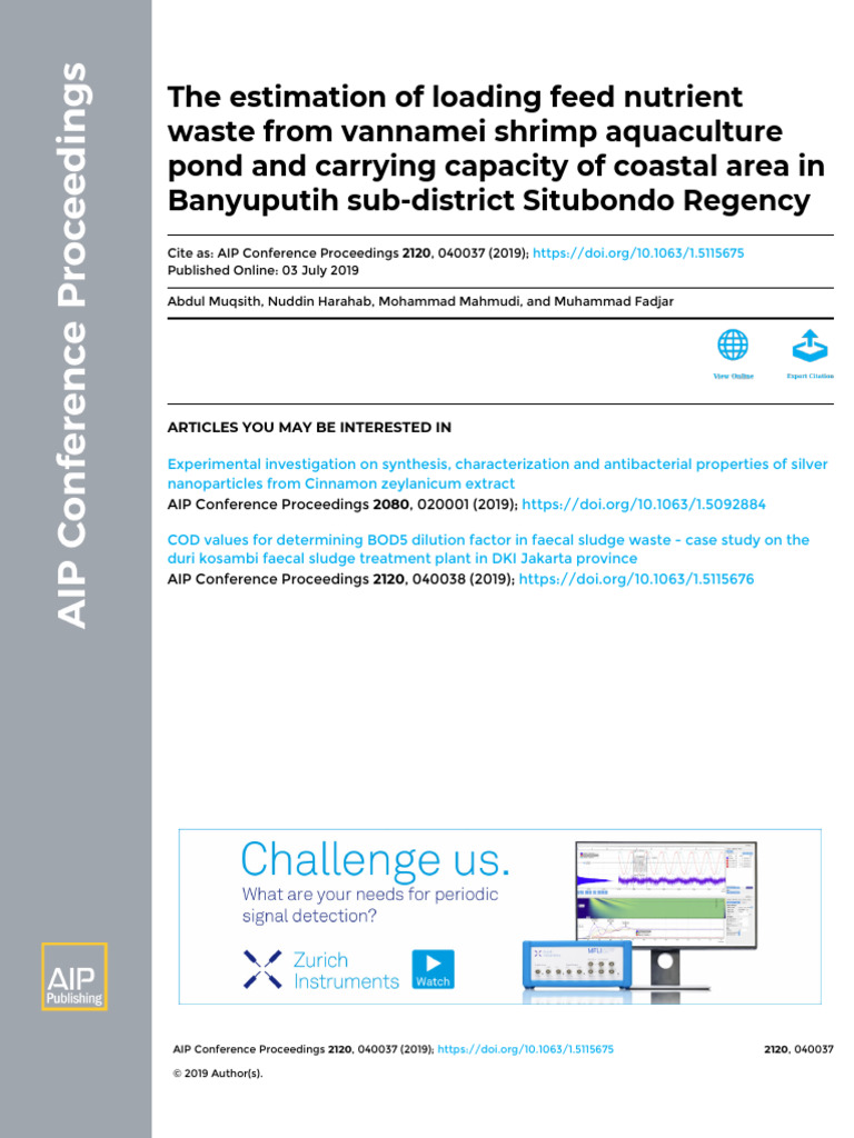 The Estimation of Loading Feed Nutrient | PDF | Aquaculture | Agriculture
