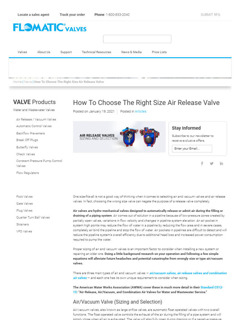 FloMatic - How To Choose The Right Size Air Release Valve | PDF | Valve | Pipe (Fluid Conveyance)
