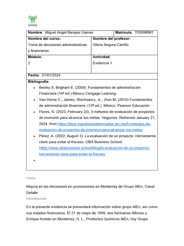 Annotated Evidencia 1 | PDF | Inversiones | Economias