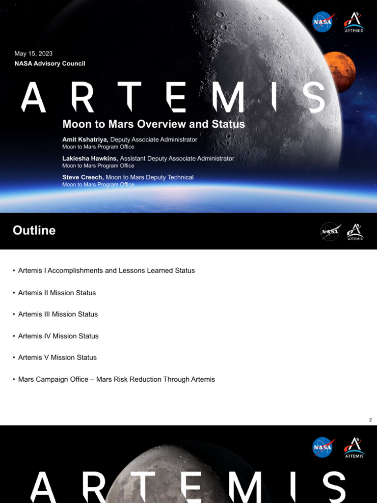 Moon to Mars Program Status Update | PDF | Orion (Spacecraft) | Space ...