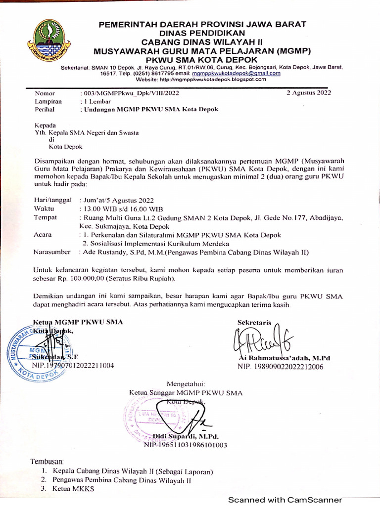 Surat Undangan Mgmp Pkwu Pdf
