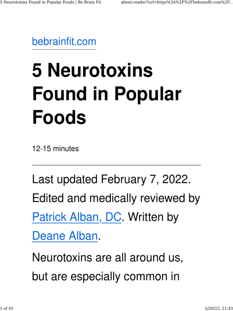 5 Neurotoxins in Common Foods | PDF | Phenylalanine | Neurotransmitter