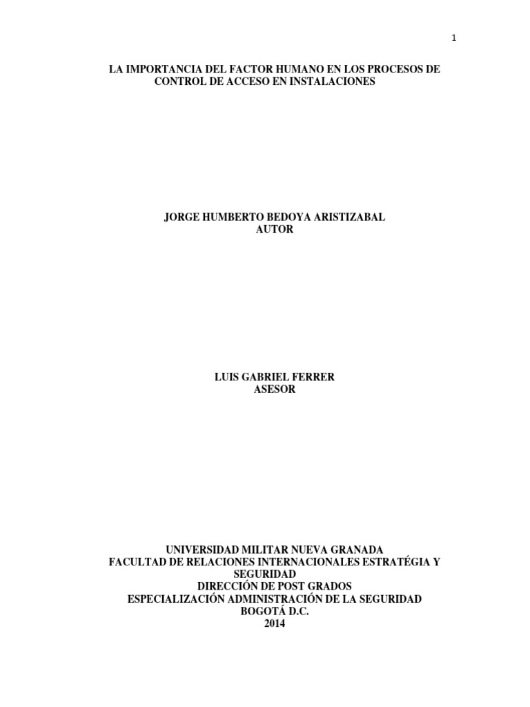 La Importancia Del Factor Humano en Los Procesos de Control de Acceso en Instalaciones | PDF ...