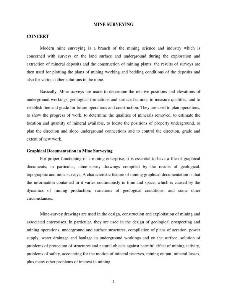 Mine Surveying Notes | PDF | Contour Line | Surveying