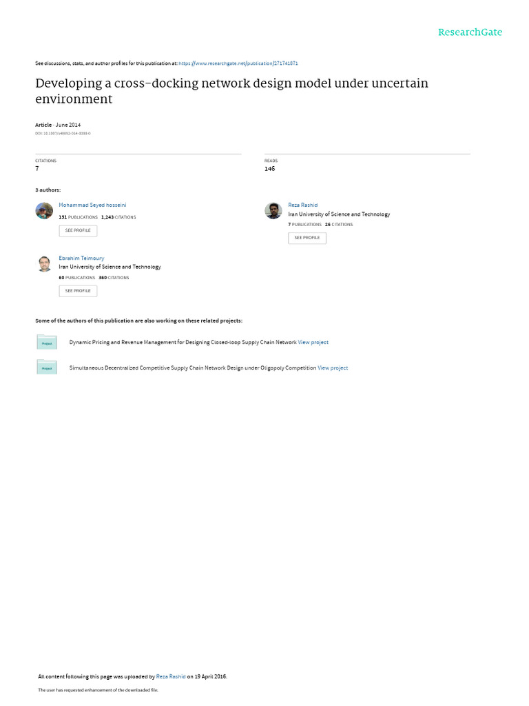 Developing A Cross-Docking Network Design Model Un | PDF | Supply Chain ...