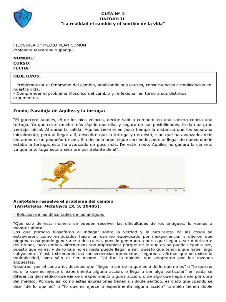 FilosofÃ - A GUIA II 3Â°MEDIO | PDF | Metafísica