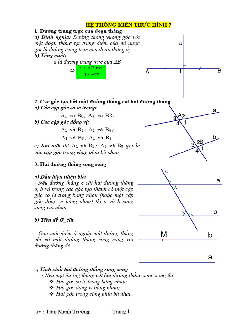 He-thong-kien-thuc-hinh-hoc-lop-7 | PDF
