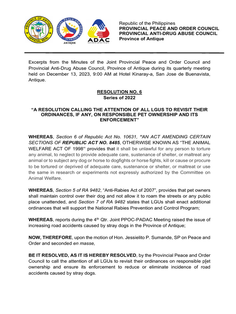 Sections of Republic Act No. 8485, Otherwise Known As "The Animal | PDF ...